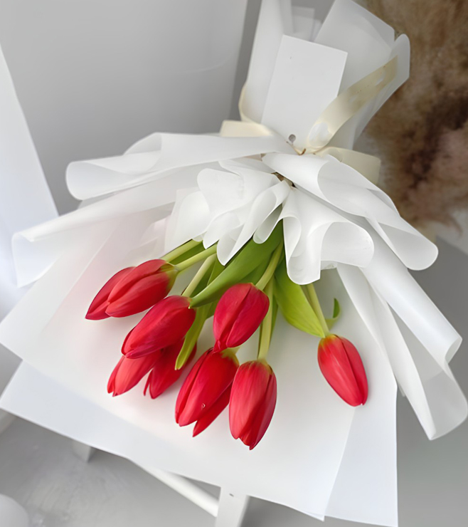 Radiant Red Tulip Bouquet, theflowershop.ae 63859